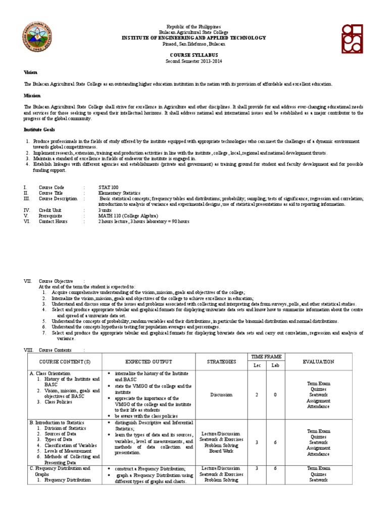Syllabus Statistics Download Free Pdf Statistical Hypothesis Testing Normal Distribution