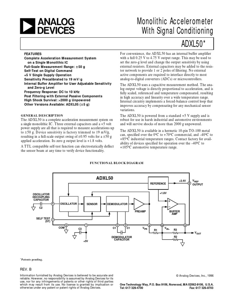 ADXL50 | PDF | Amplifier | Capacitor