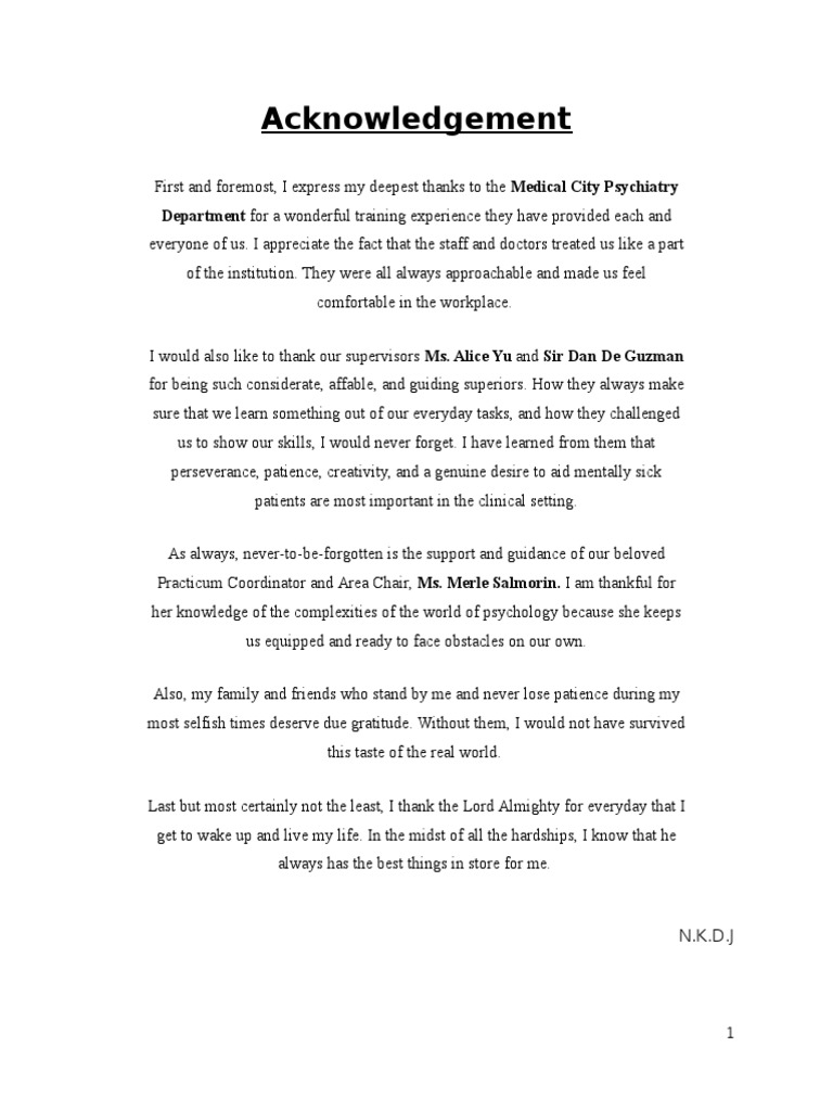 Practicum Report | Clinical Psychology | Psychology