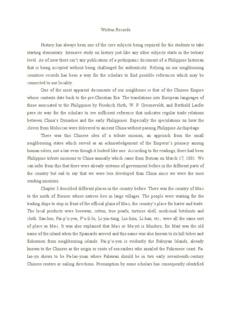 Philippine Historical Written Records | PDF | Philippines