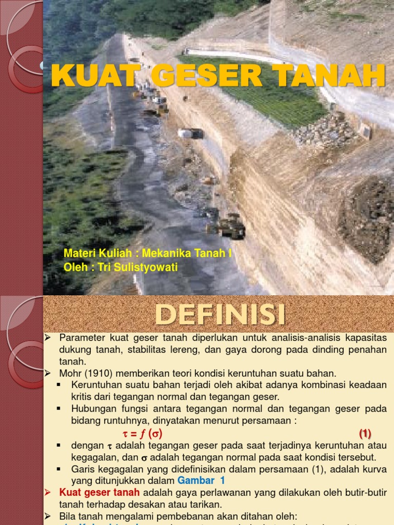 Materi Mekanika Tanah 1 - Kuat Geser Tanah | PDF | Sains & Matematika
