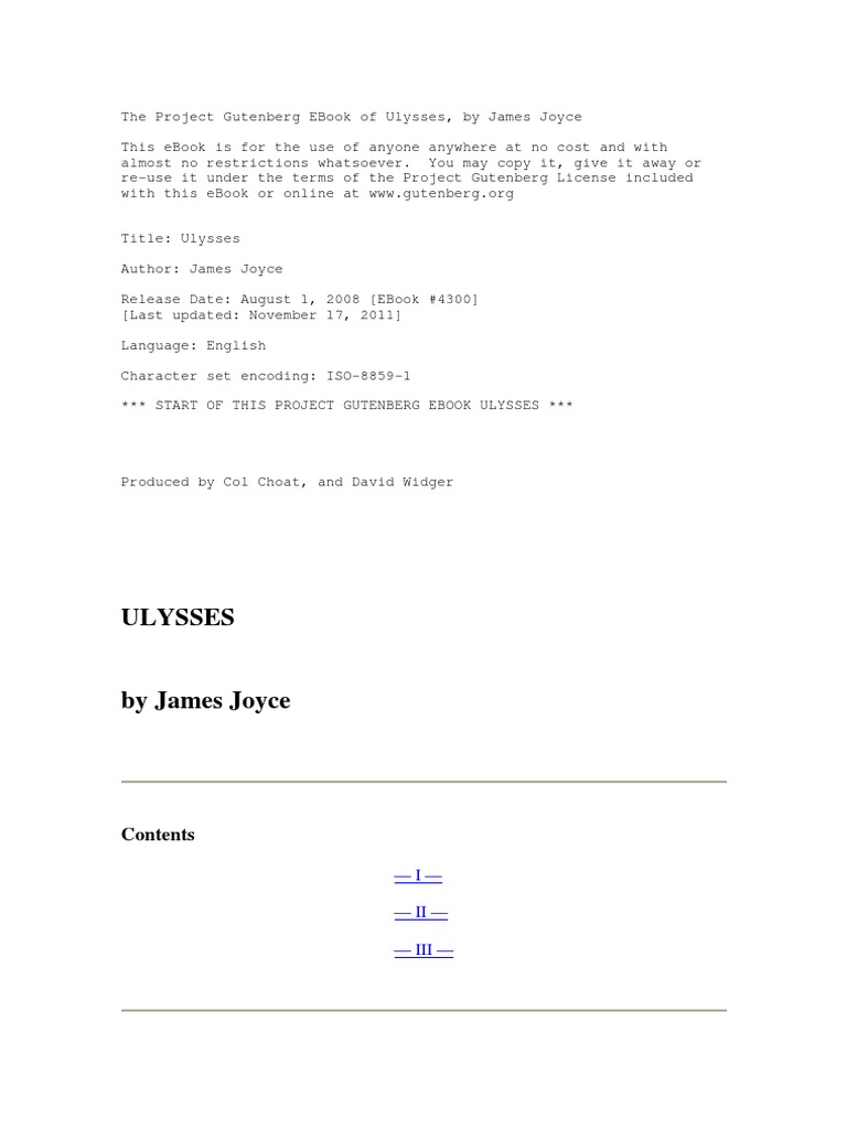 Ulysses: - I - II - Iii | PDF | Ulysses (Novel)