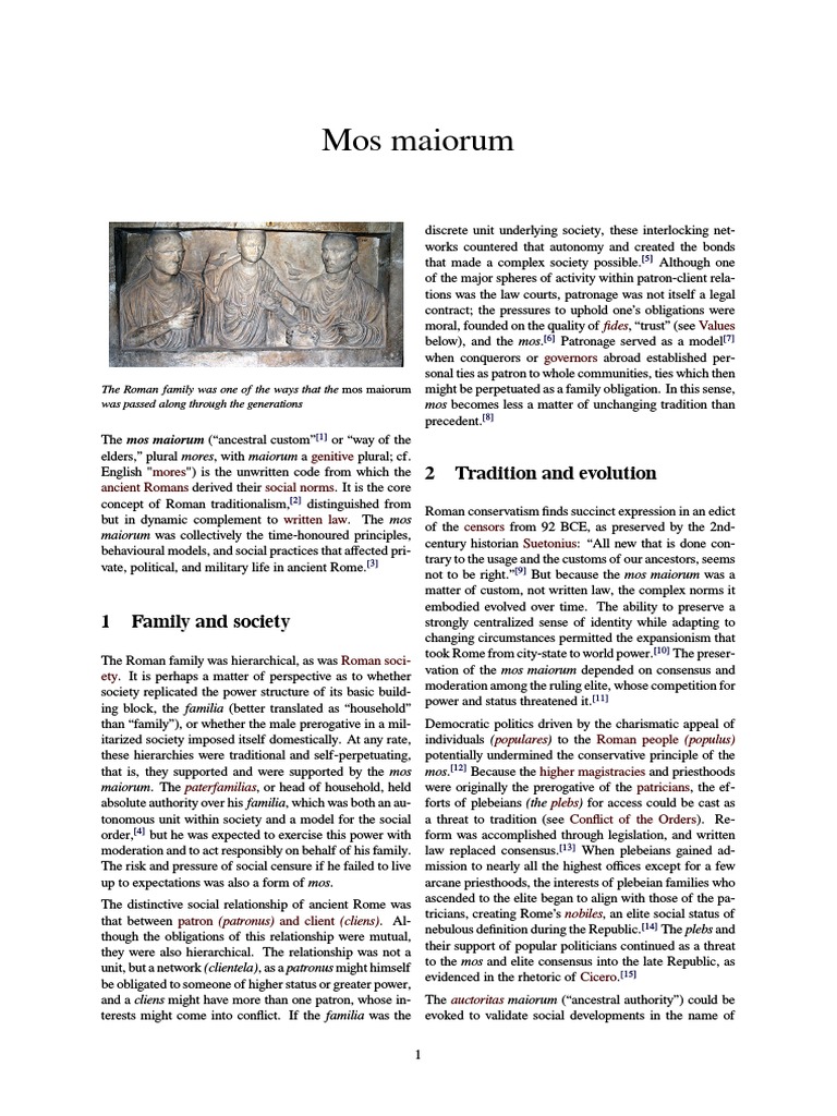 Mos Maiorum | Ancient Rome | Classical Antiquity