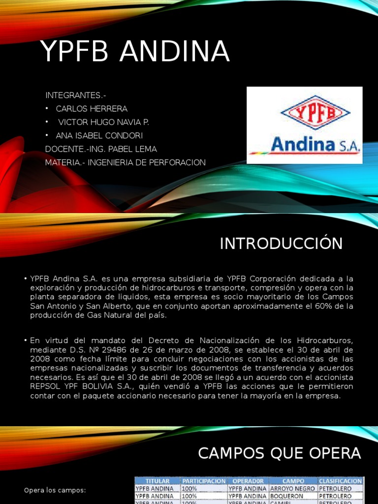 YPFB Andina | Gas natural | Petróleo