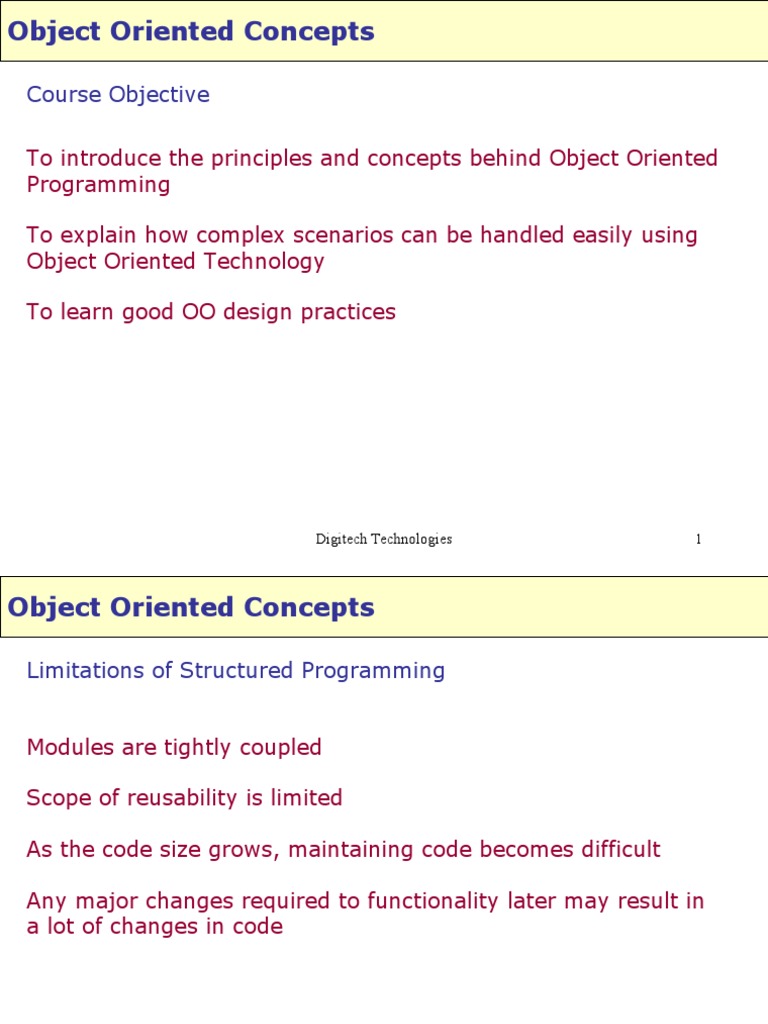 Object Oriented Concepts | PDF | Method (Computer Programming) | Class ...