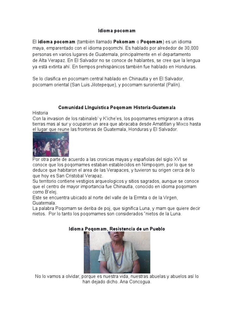 Idioma Pocomam | PDF | Guatemala | Idiomas