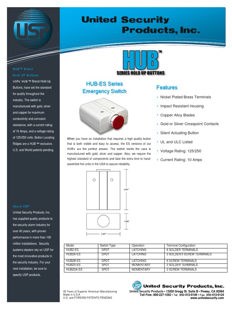 United Security HUB2-ES Data Sheet | PDF