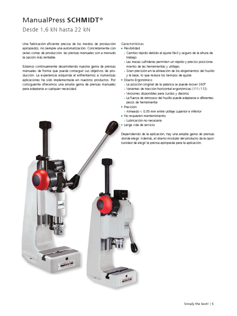 2 Prensas Manuales Es | PDF | Factores humanos y ergonomía | Aluminio