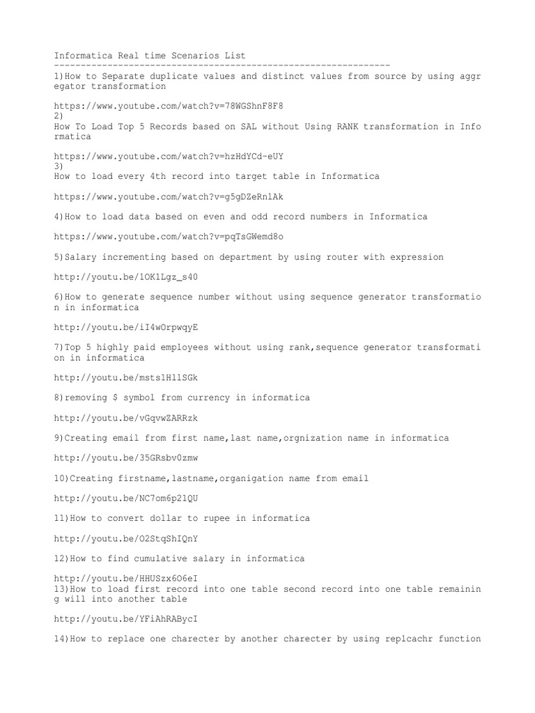 Informatica Complex Realtime Scenarios Pdf Data Computer Data 