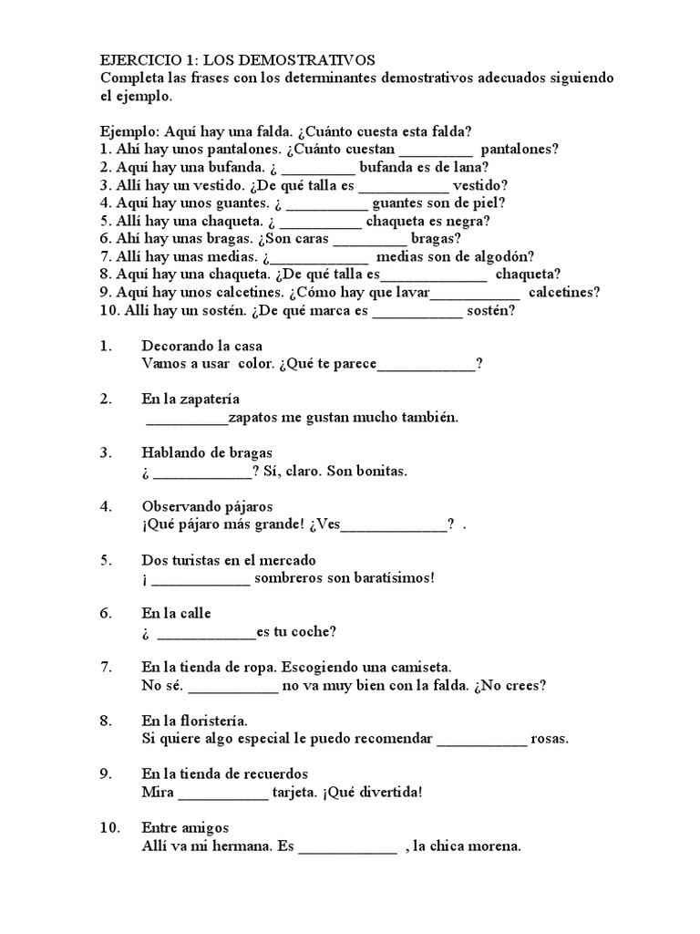 Adjetivos Demostrativos Ejercicios | PDF | Estilo de vida