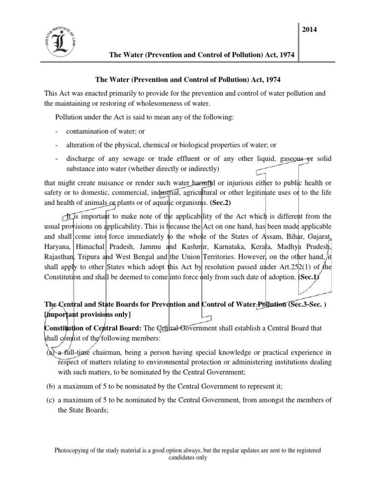 Water Act 1974 | PDF | Sewage | Water Pollution