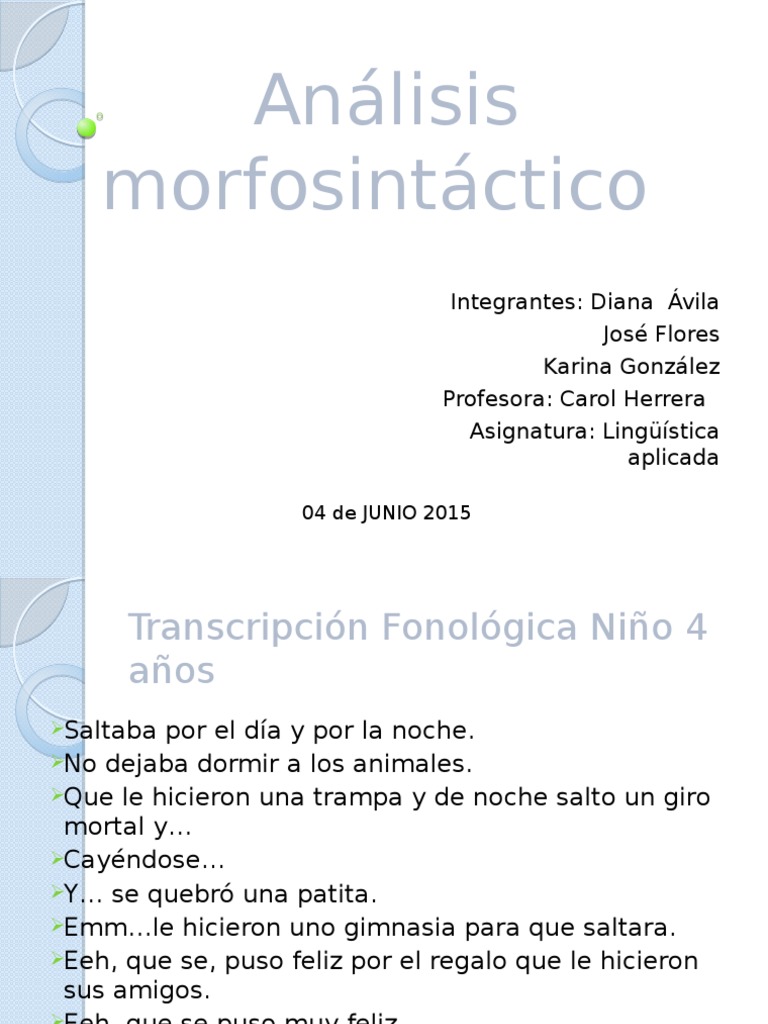 Análisis Morfosintáctico Completo | PDF | Sustantivo | Verbo