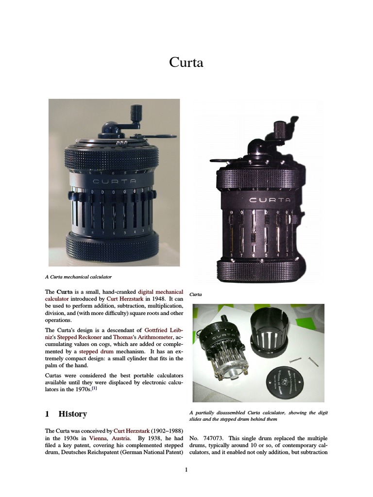 Curta: 1 History | PDF | Office Equipment | Mechanical Engineering