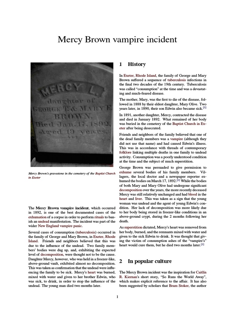Mercy Brown Vampire Incident | PDF | Horror Fiction | Vampires