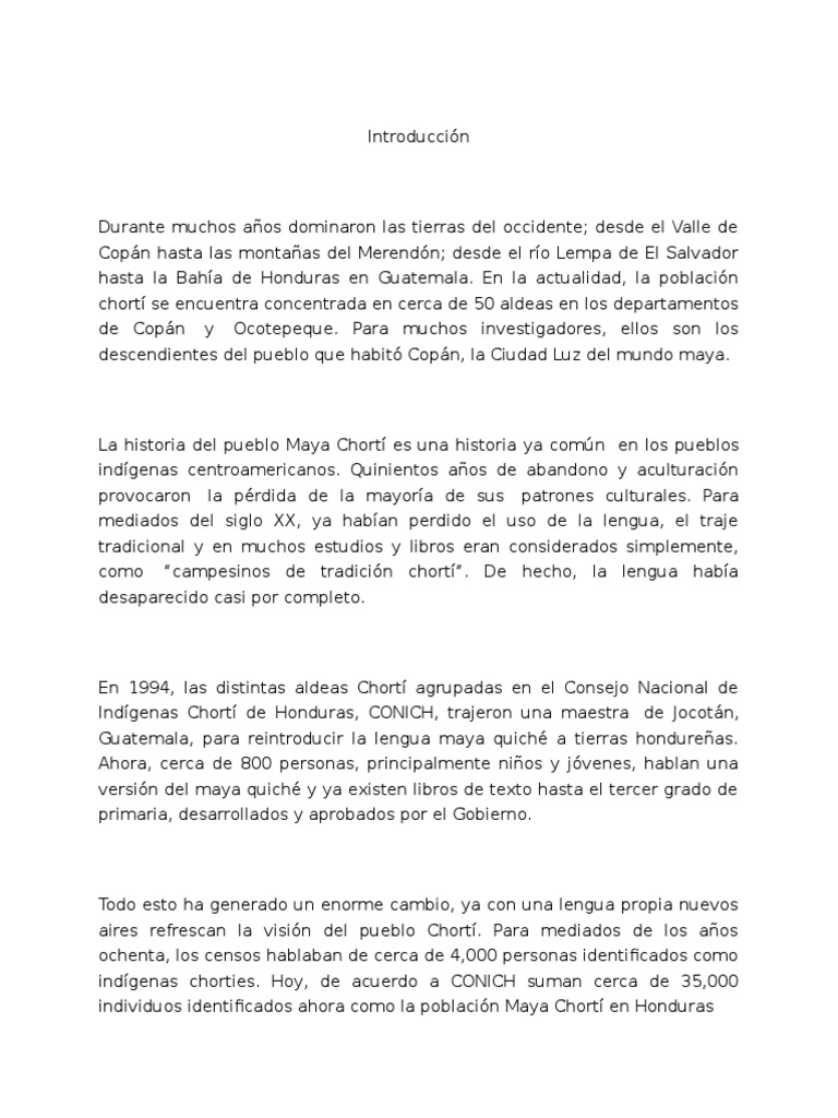 Cultura y lengua del pueblo Chortí | PDF | Cultura (general) | Personas