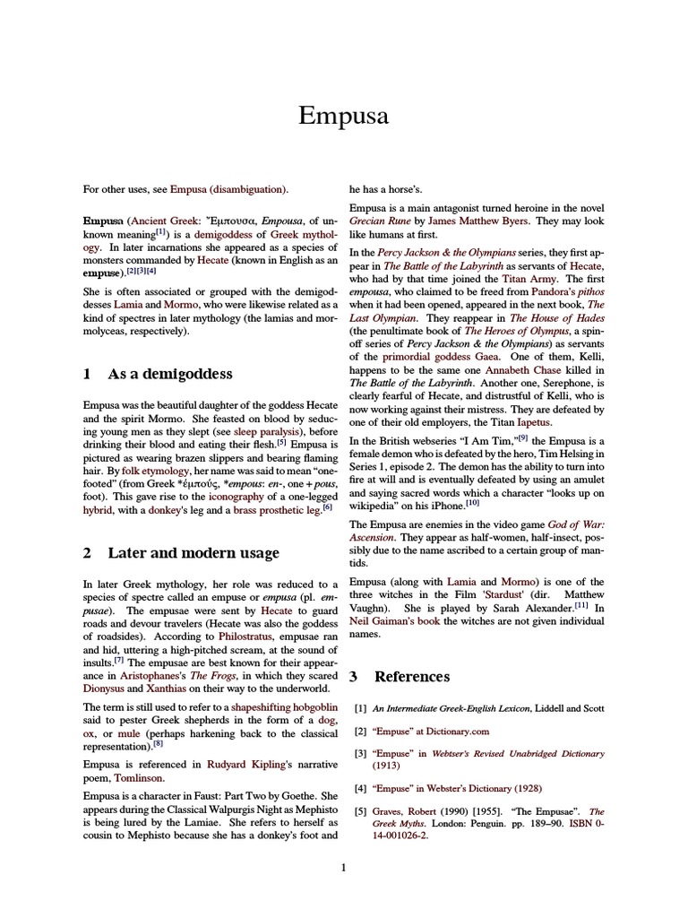 Empusa | PDF | Legends | Mythology
