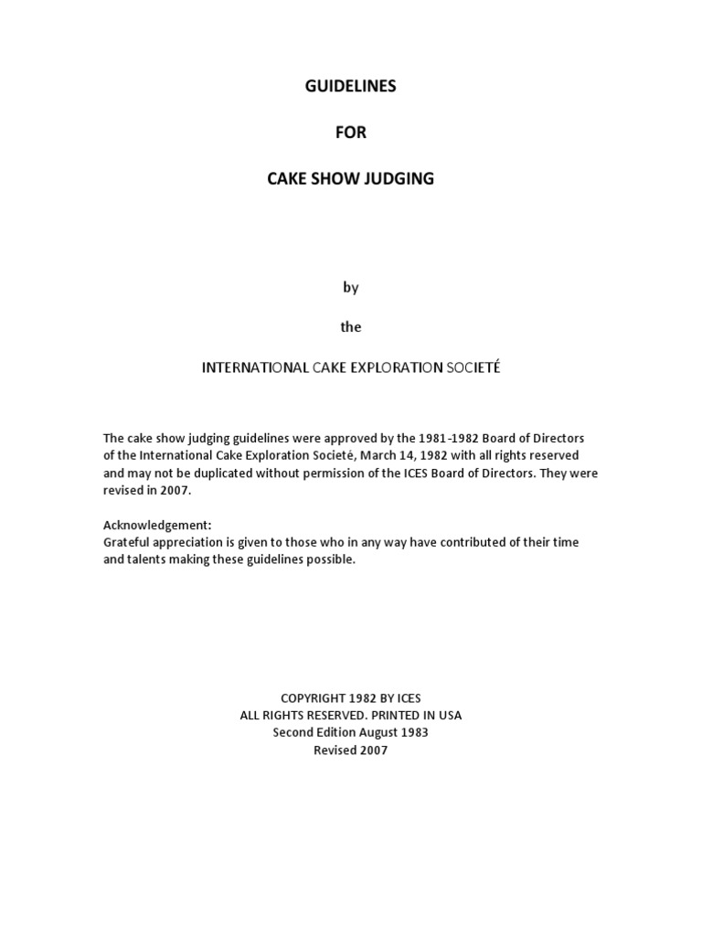 Guidelines For Cake Show Judging | PDF | Cakes | Paintings