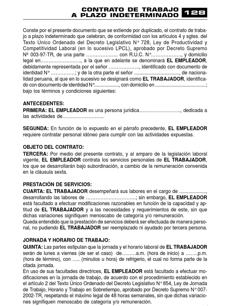 Contrato de Trabajo | PDF | Derecho laboral | Salario