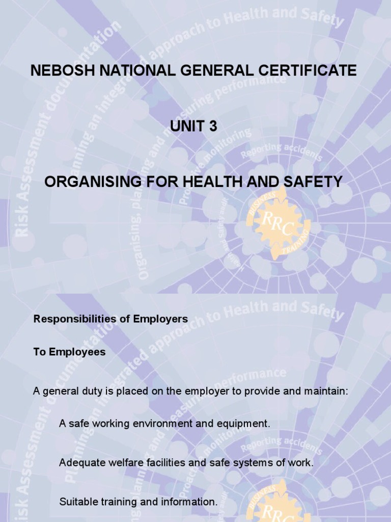 Presentation Unit 03 NEBOSH Certificate | Occupational Safety And Health | Safety