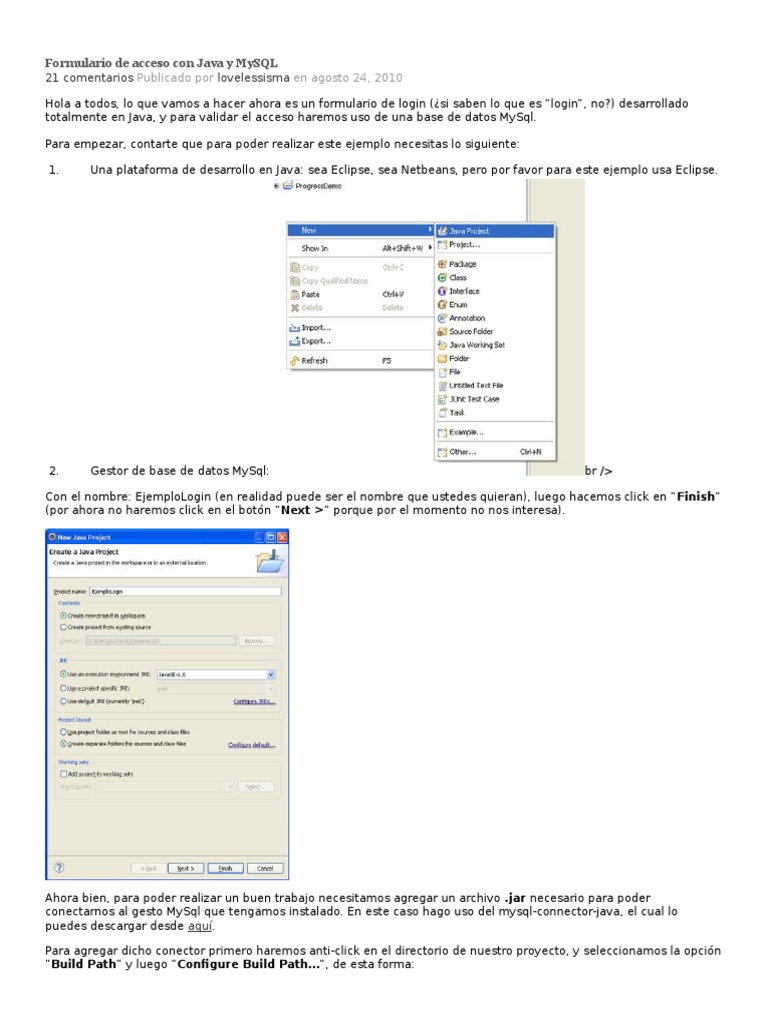 Formulario en Java | PDF | Plataforma Java | Java (lenguaje de ...