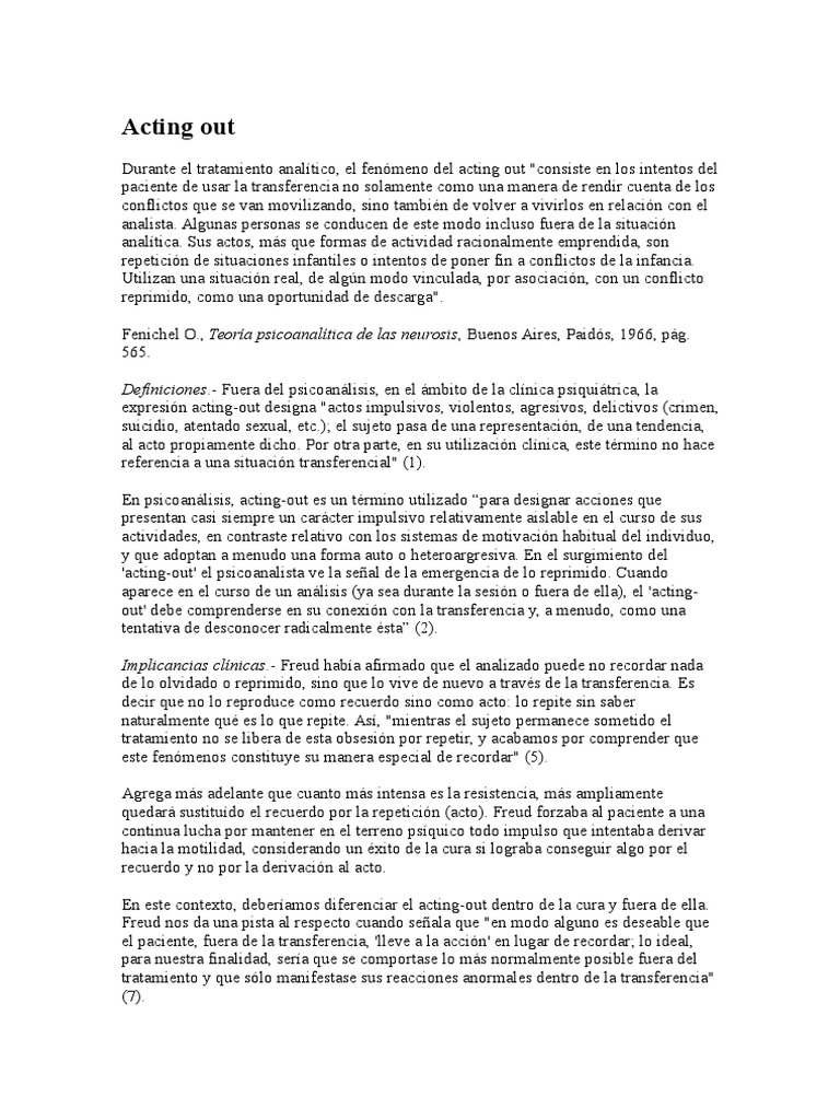 Comprendiendo el Acting Out en Psicología | PDF