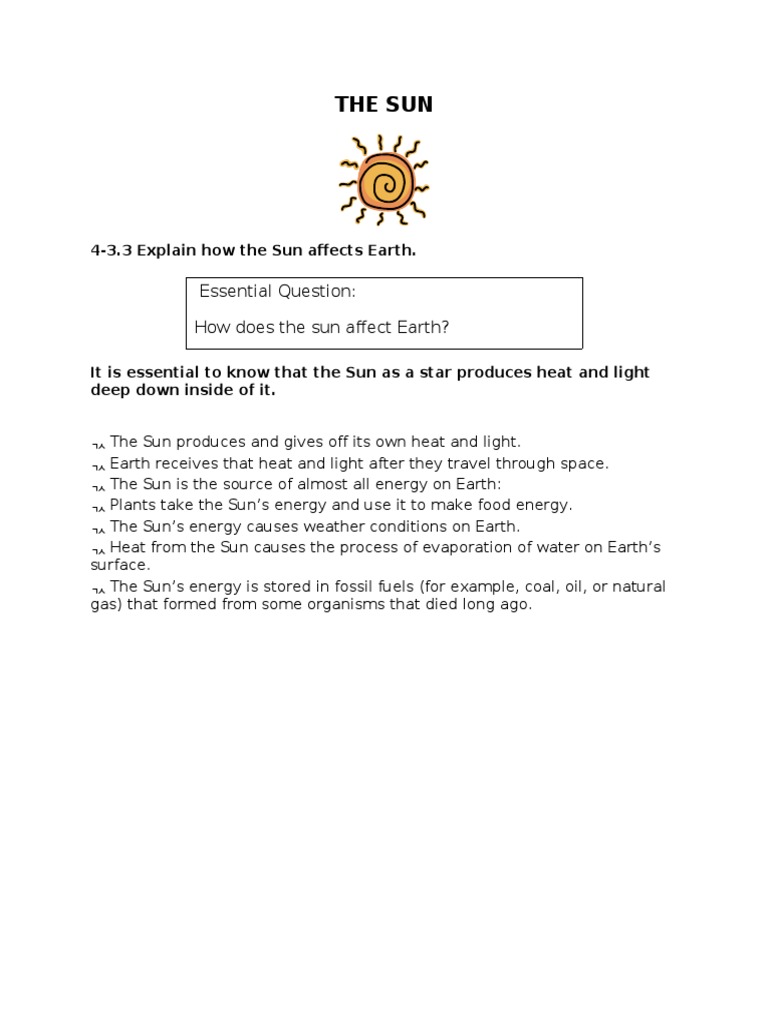 How the Sun Impacts Earth’s Energy | PDF