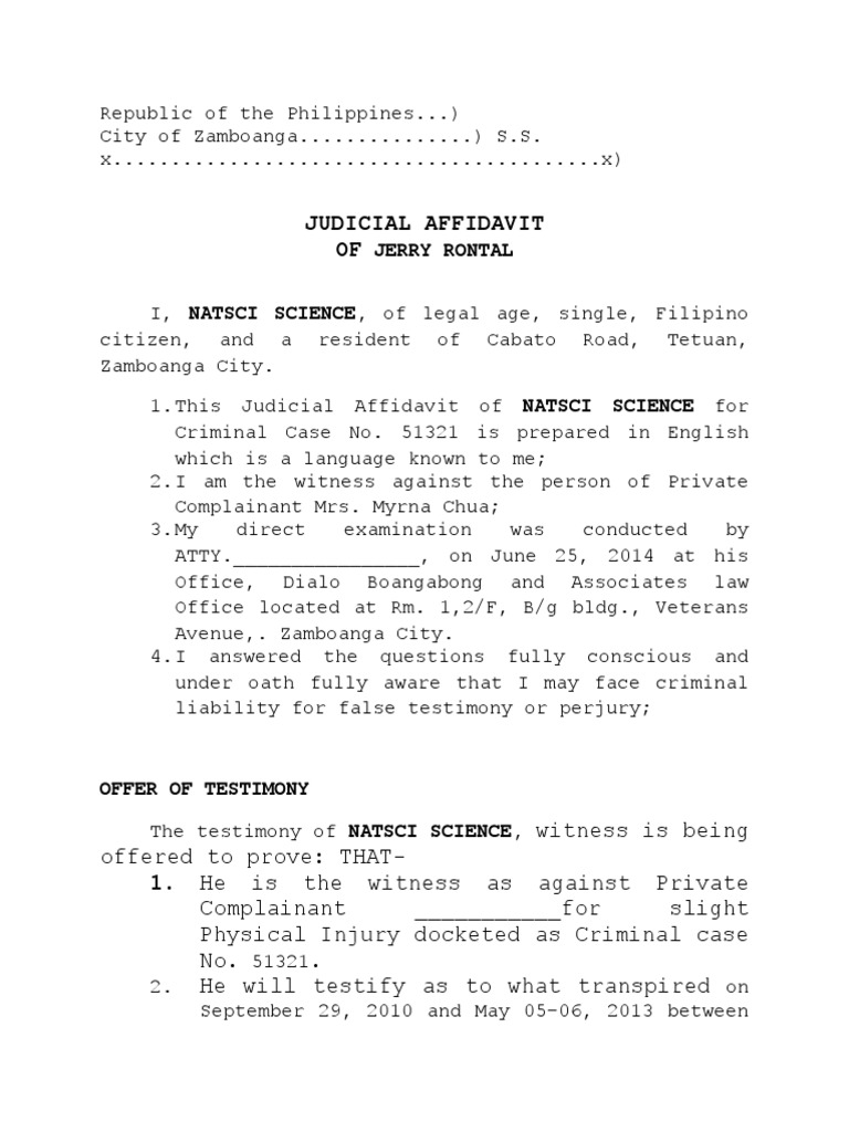 judicial Affidavit | Perjury | Testimony