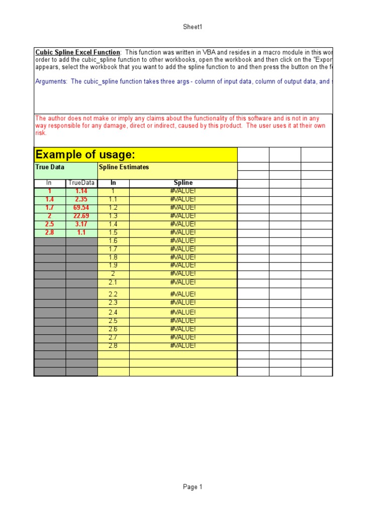 Cubic Spline v101 | PDF | Interpolation | Microsoft Excel