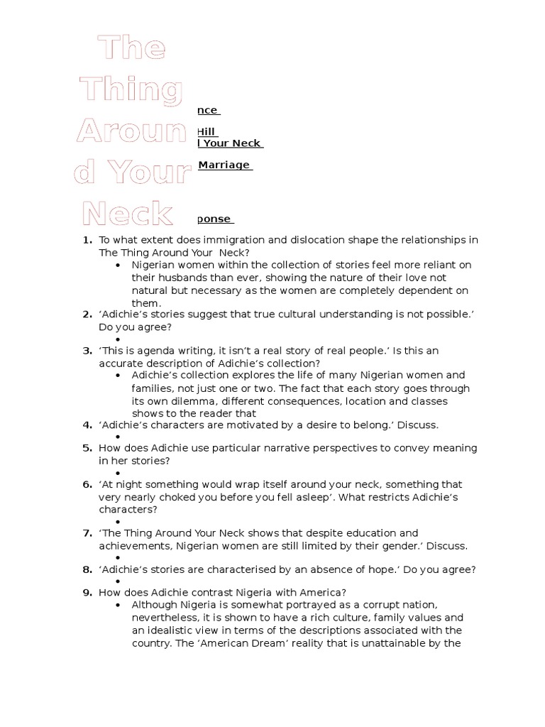 Notes For The Thing Around Your Neck | Download Free PDF | Narration ...