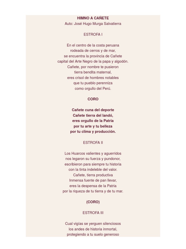 Himno A Cañete (Letras) | PDF