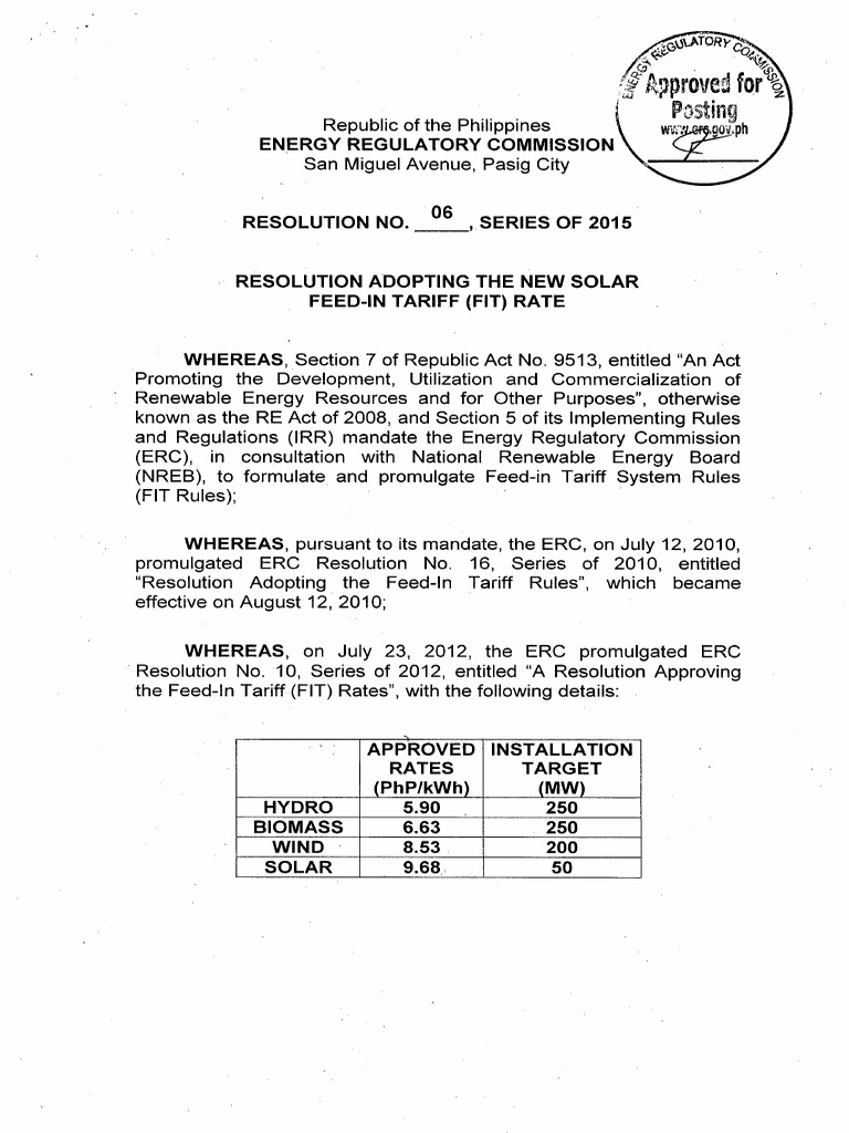 ERC Resolution No. 06 Series of 2015 | PDF