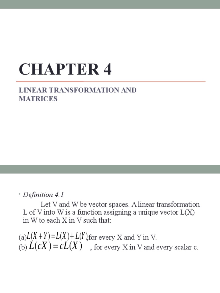 Linear Transformation and Matrices | PDF | Scalar (Mathematics ...