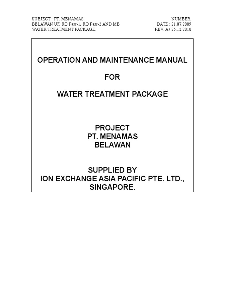 WTP Manual | PDF | Membrane | Water Purification