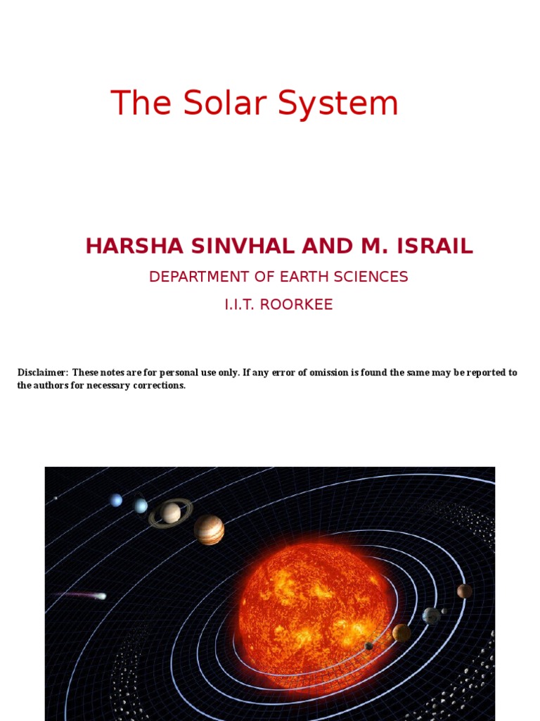 The Solar System: Harsha Sinvhal and M. Israil | PDF | Solar System ...
