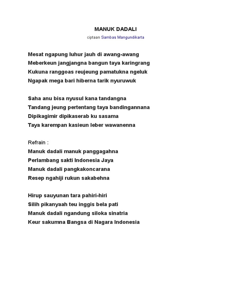 Manuk Dadali | PDF