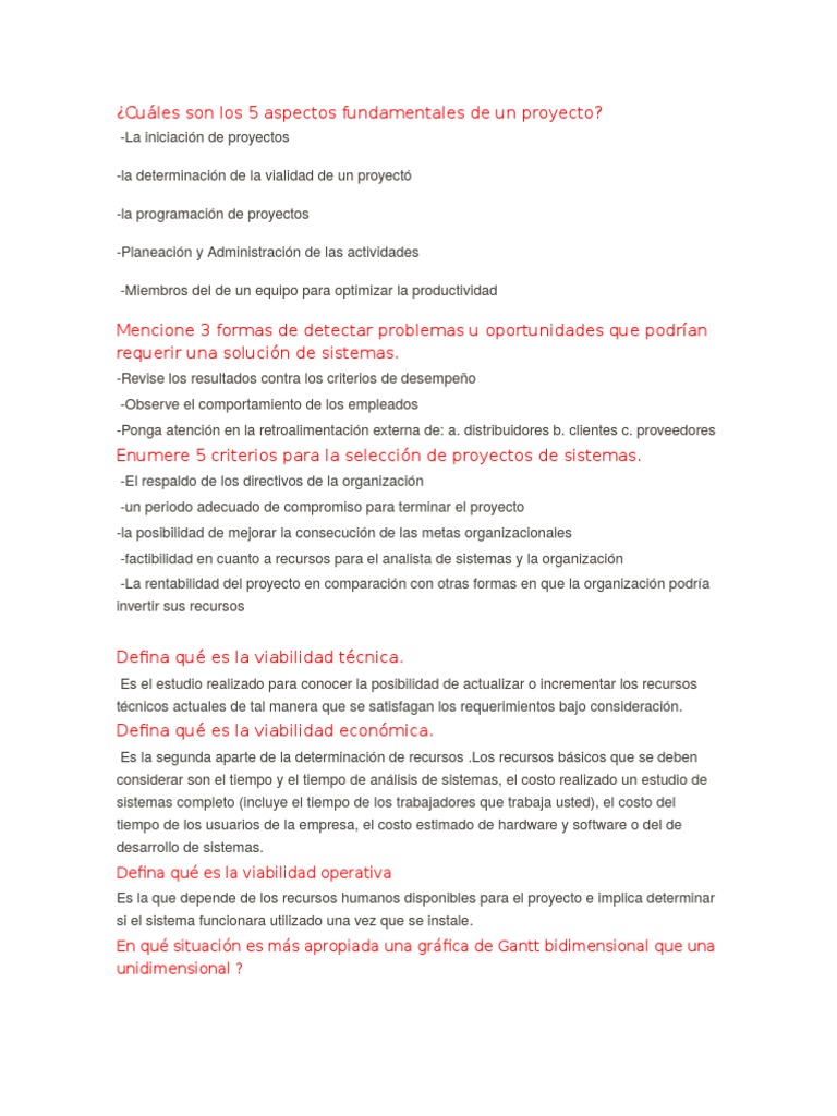 Cuáles Son Los 5 Aspectos Fundamentales de Un Proyecto | PDF | Business ...
