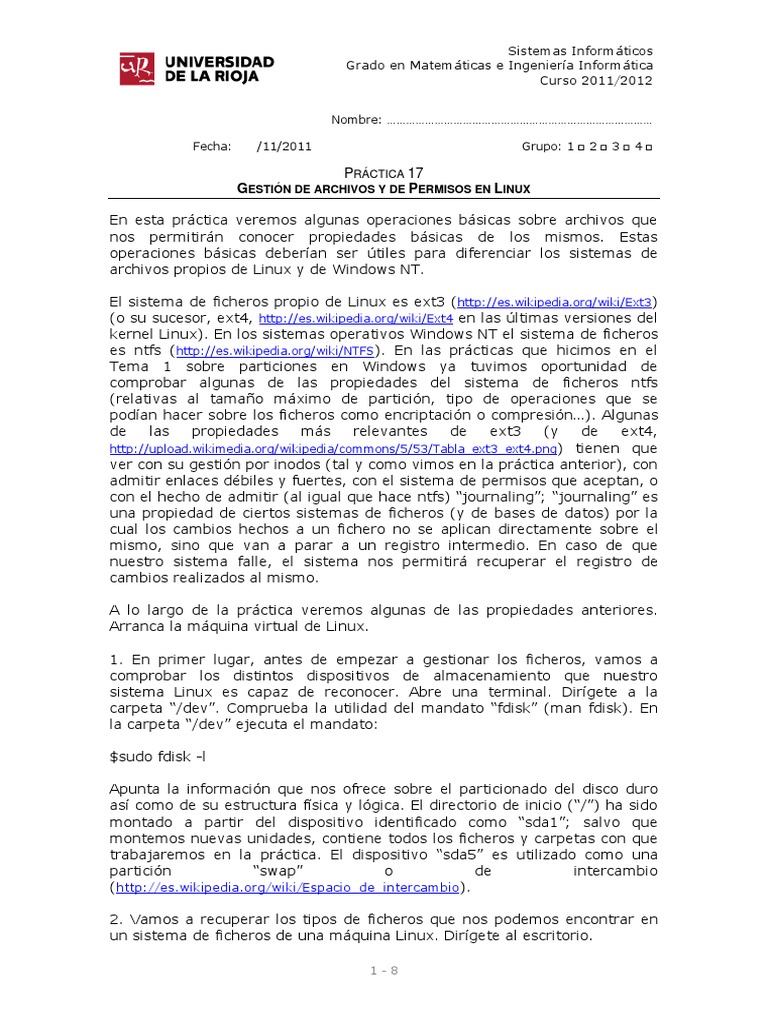 Gestion de Archivos y de Permisos Linux | PDF | Archivo de computadora | Datos