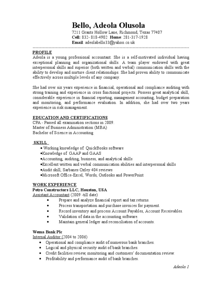 Resume Ade | PDF | Audit | Accounting