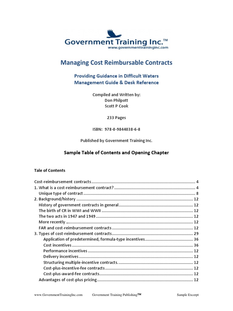 Cost Reimbursable Contract | PDF | Mergers And Acquisitions | General ...
