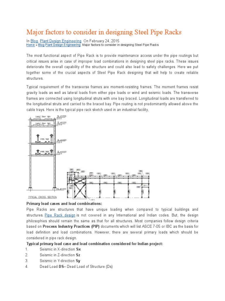 Pipe rack design.docx | Structural Steel | Foundation (Engineering)
