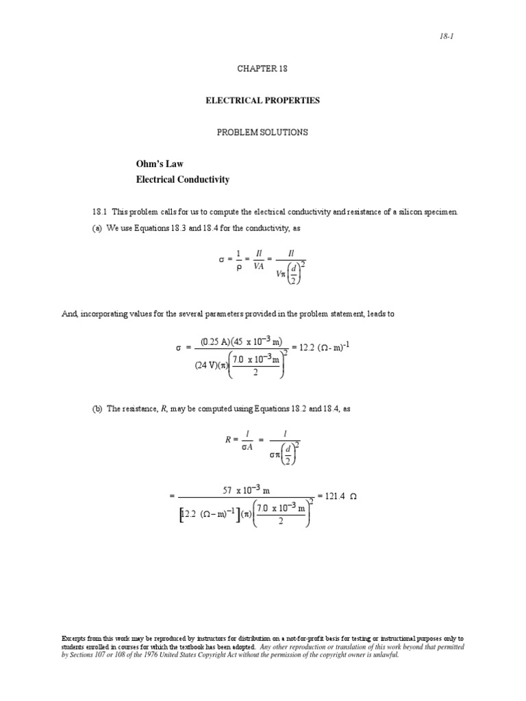 CH18 | PDF | Electrical Resistivity And Conductivity | Doping (Semiconductor)