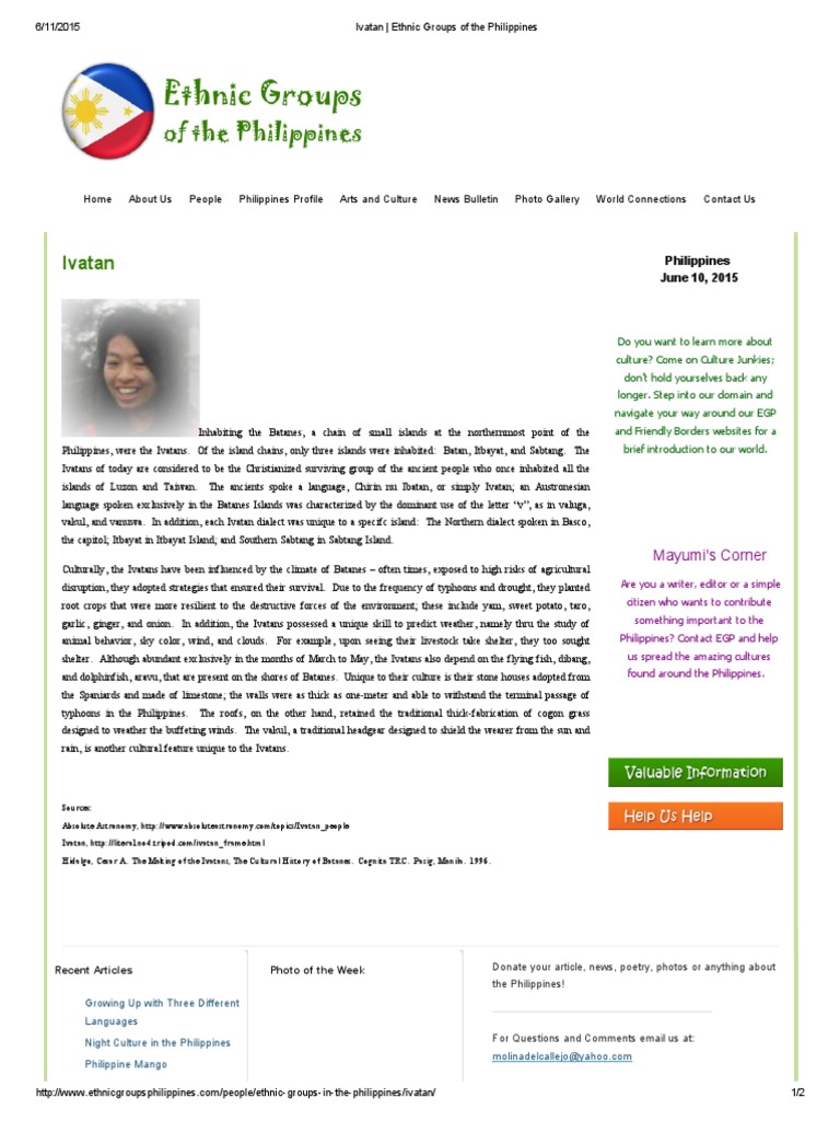 Ivatan - Ethnic Groups of The Philippines | PDF | Philippines | Languages