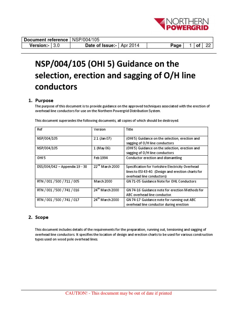 Guidance On The Selection Erection and Sagging of OH Line Conductors ...