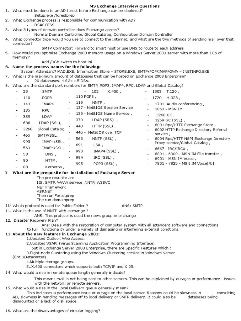 Exchange Server Interview Questions | PDF | Email | Active Directory