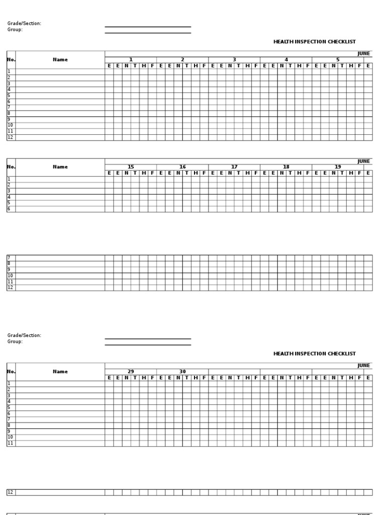 Health Inspection Checklist | PDF