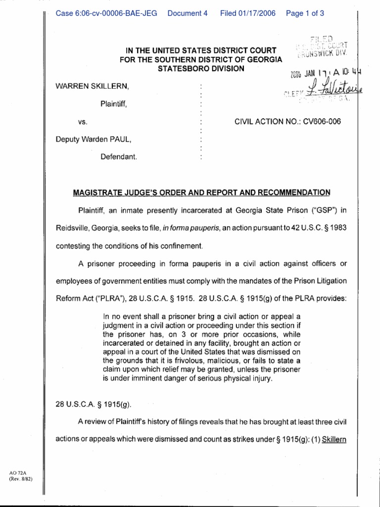 Skillern v. Paul - Document No. 4 | PDF | Lawsuit | Complaint