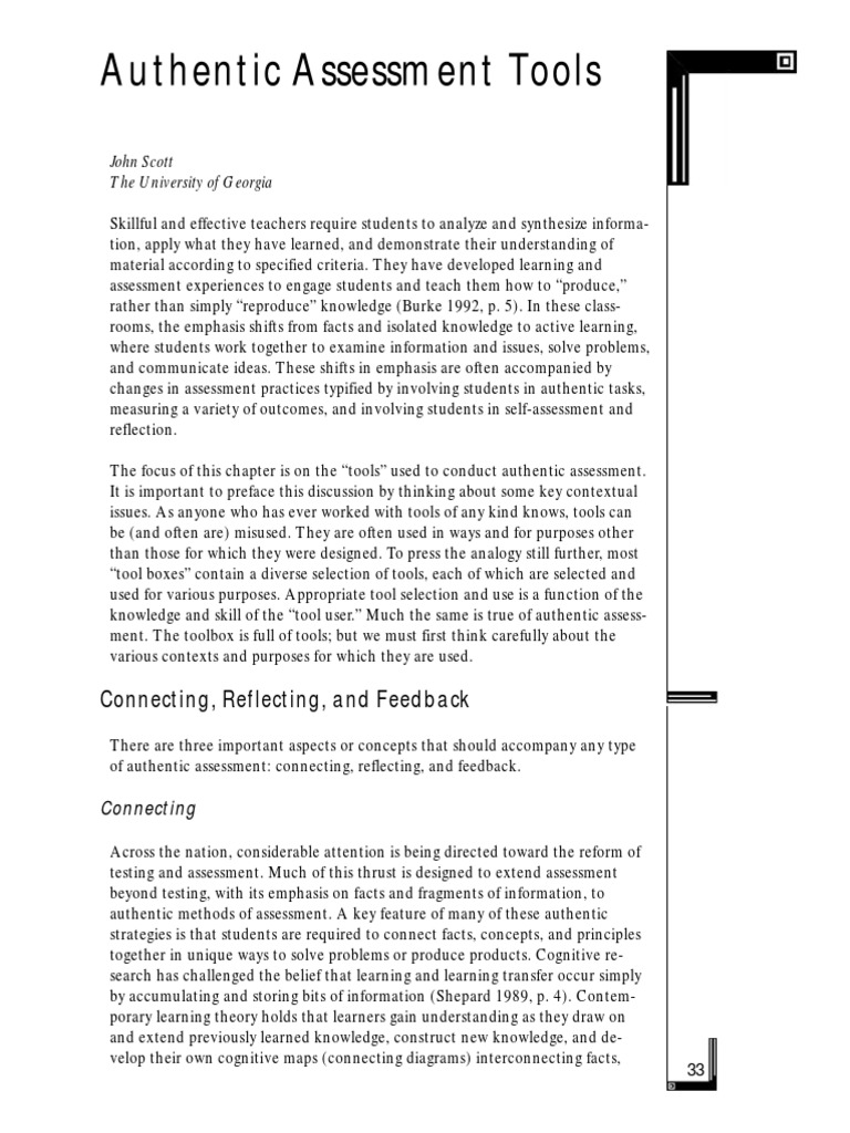 authentic assessment tool.pdf | Rubric (Academic) | Metacognition