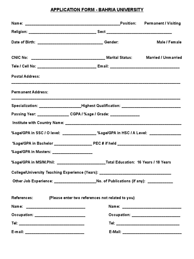 HR Application Form | PDF