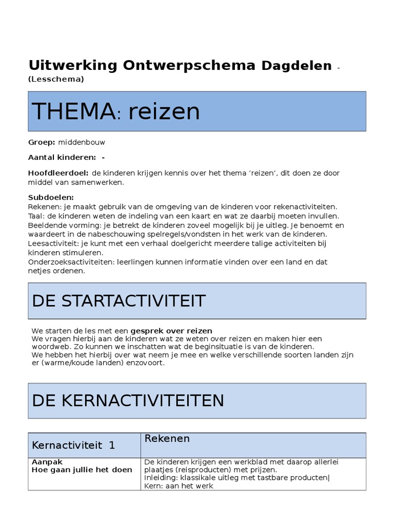 Leeg Format Ontwerp Dagdelen de Ideale Klas | PDF