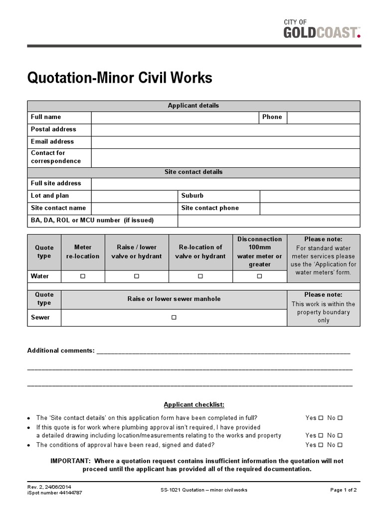 Quotation-Minor Civil Works | Government Information | Government
